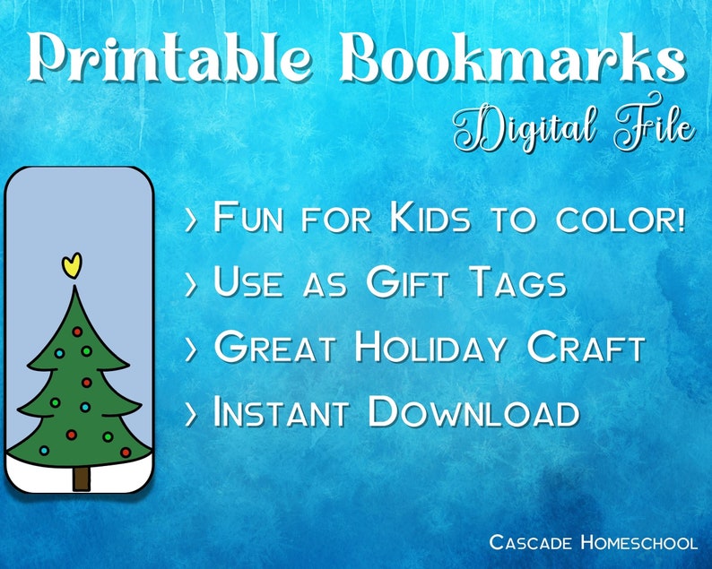 Christmas Tree Bookmarks Printable for Kids | 9 Designs | Holiday Craft ...