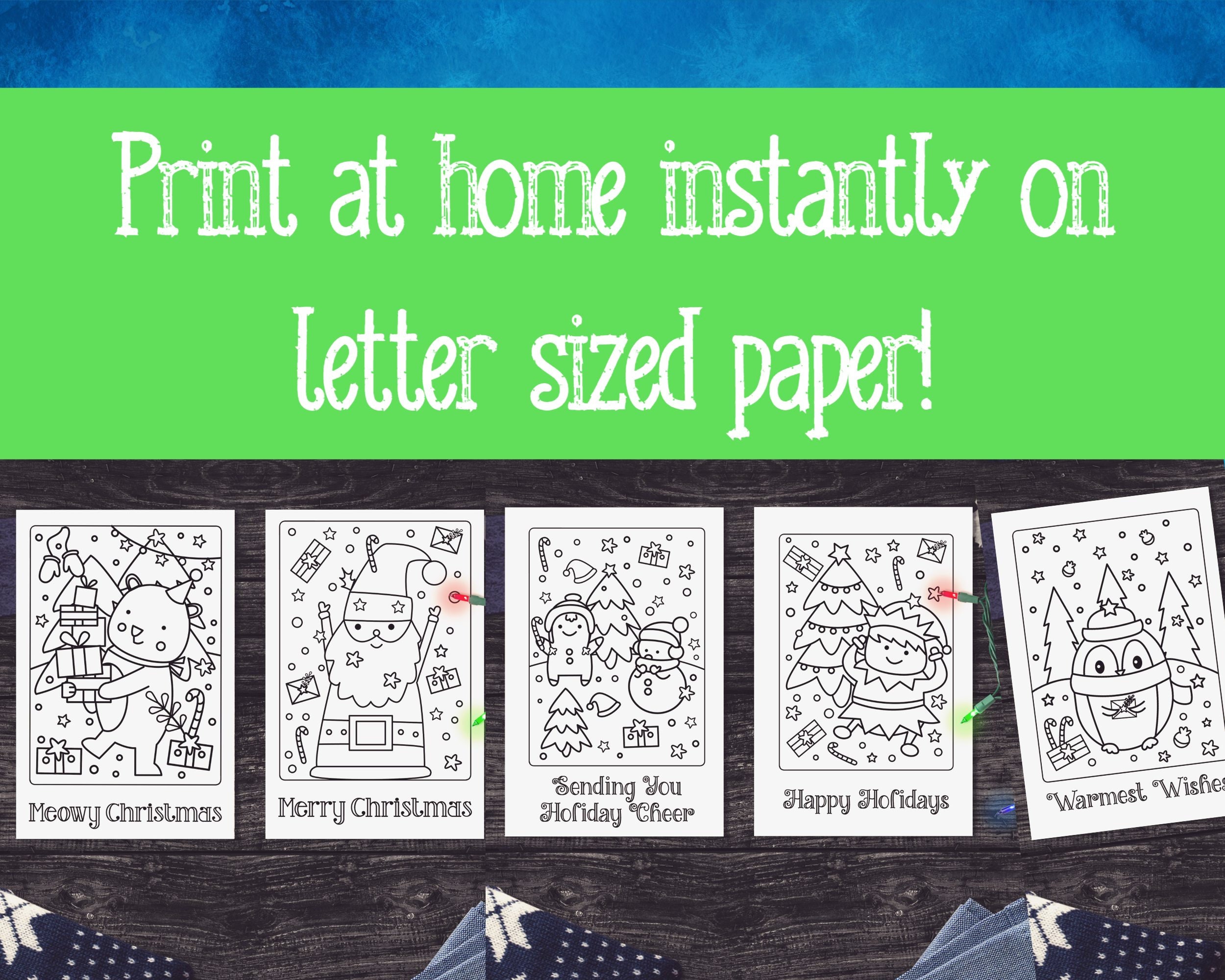 Christmas Coloring Cards | 5 Designs | Holiday Craft | Downloadable ...