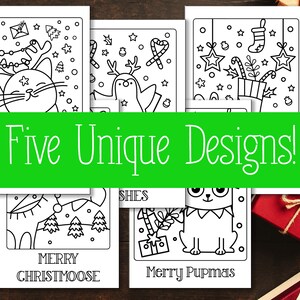 Christmas Coloring Cards for Kids | 5 Cute Animal Designs | Holiday ...
