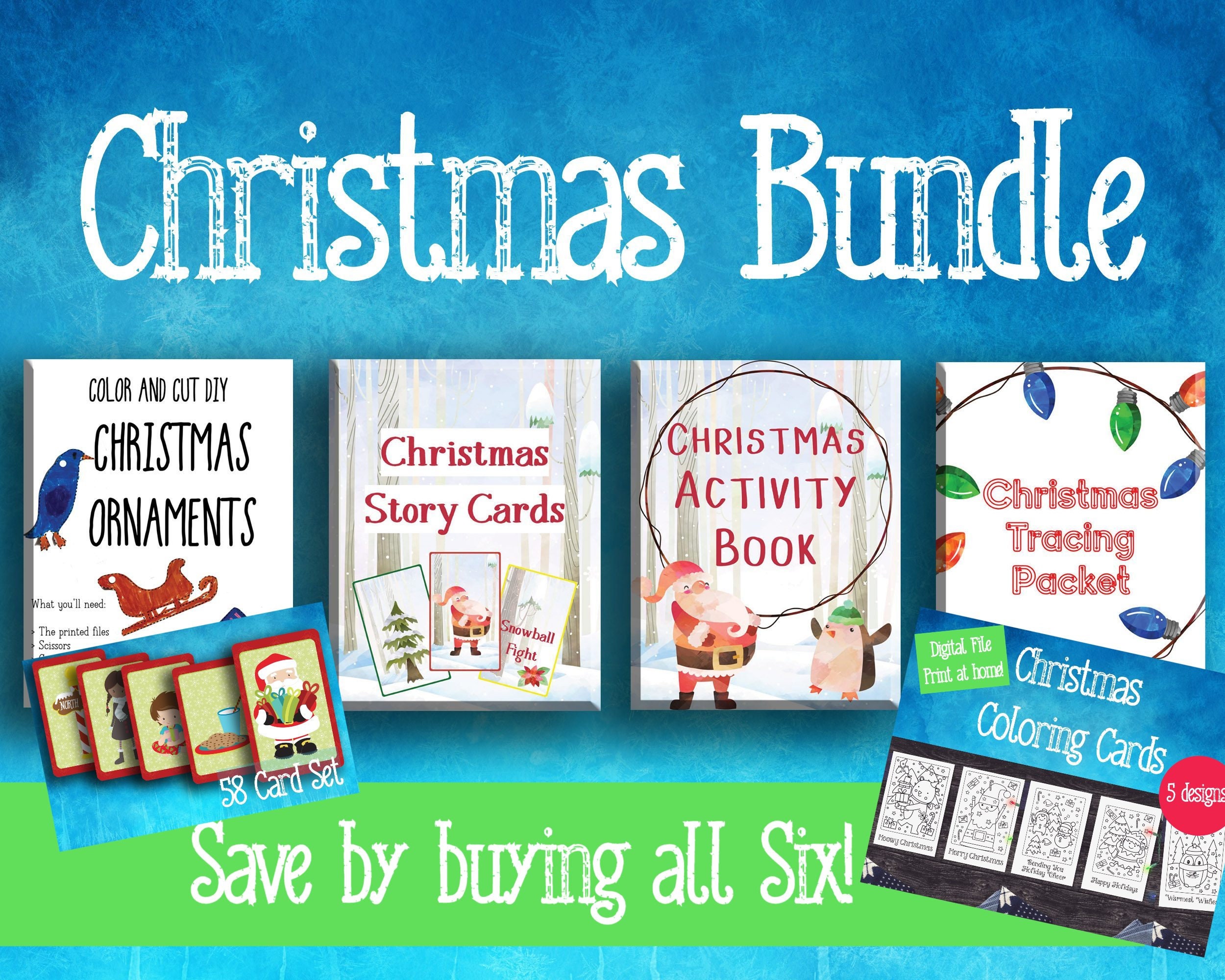 Christmas Bundle | Holiday Workbooks | Story Cards, Printable Ornaments ...