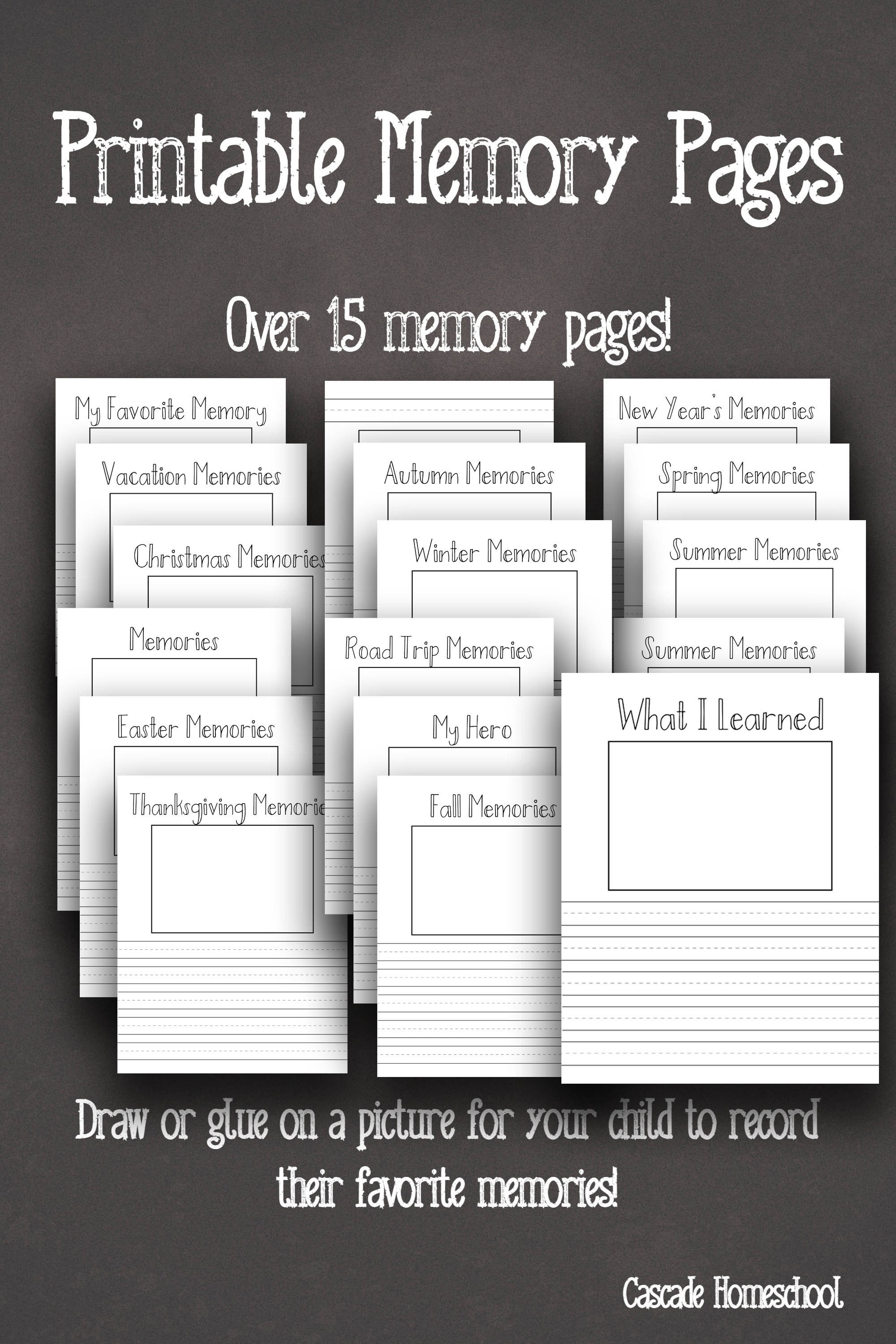 Memory Pages Printable | Children's Journal Pages | Record Memories ...