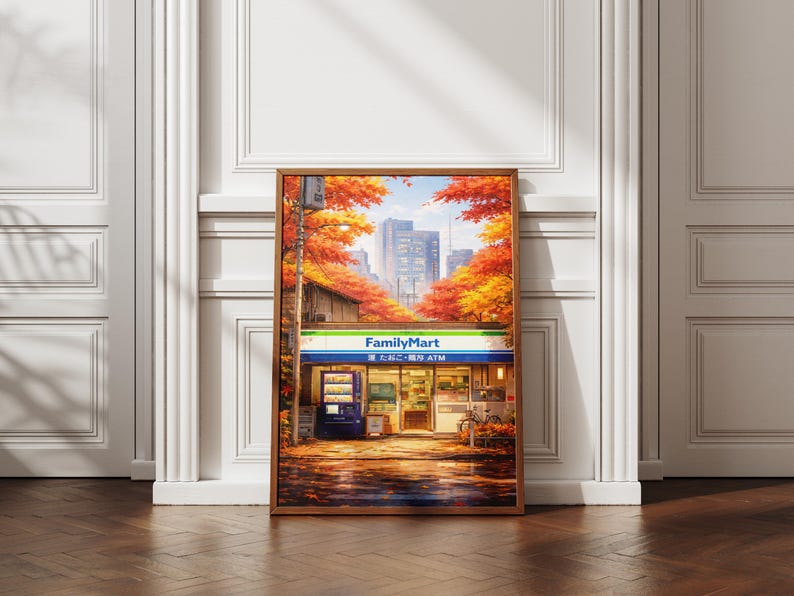 Family Mart Autumn Konbini Poster – Cozy Japan Travel Illustration Wall ...