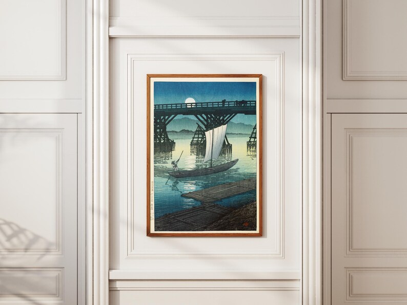 Kawase Hasui Asahi Bridge Print | Japanese Woodblock Landscape Poster ...