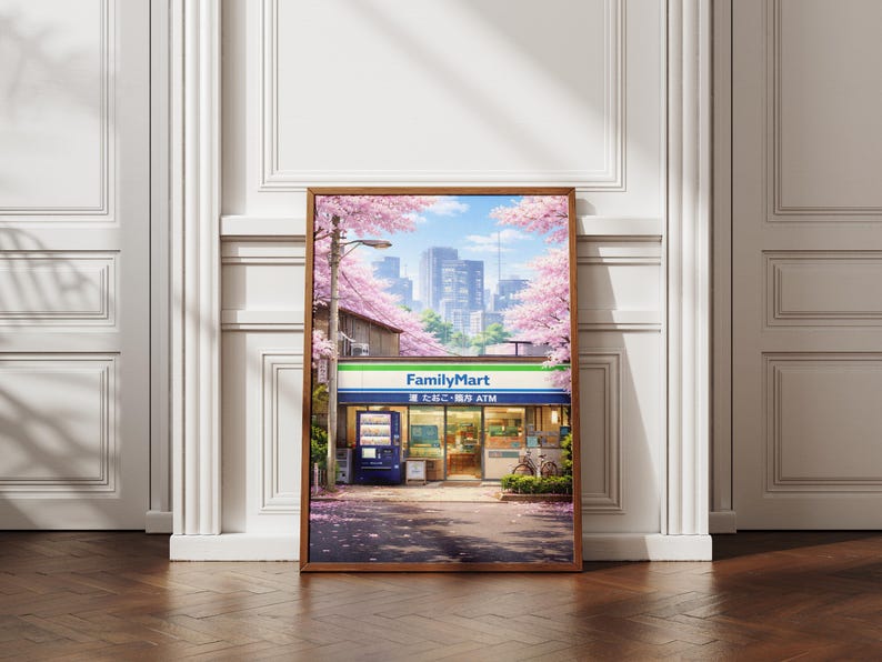 Family Mart Konbini Poster – Spring Sakura Japan Illustration ...