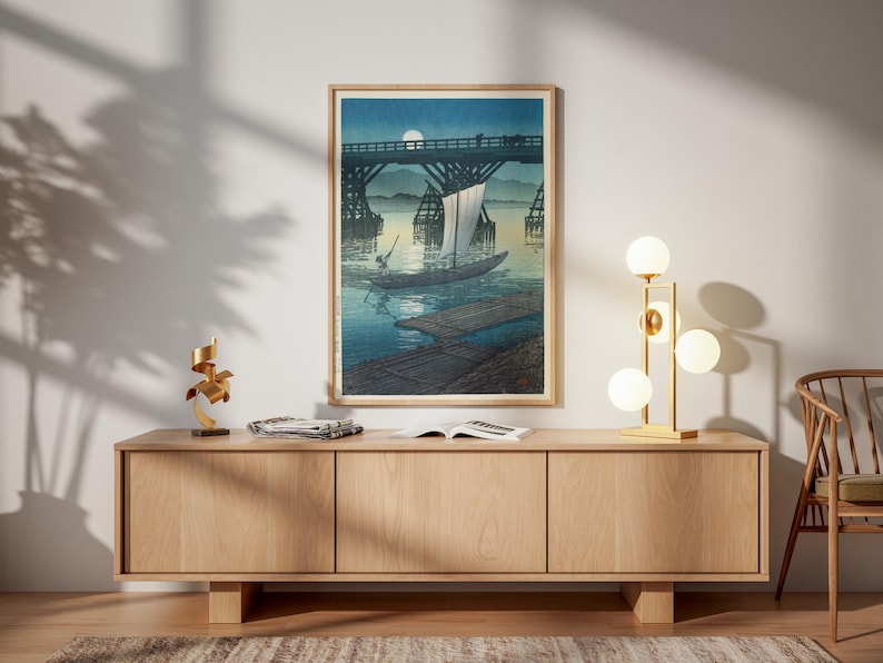 Kawase Hasui Asahi Bridge Print | Japanese Woodblock Landscape Poster ...