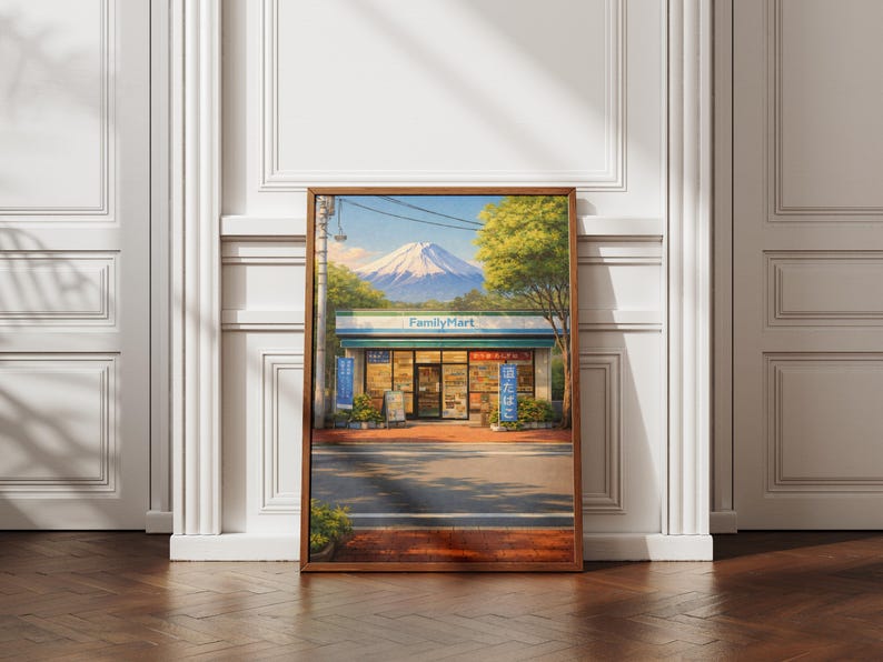 Rainy Mt Fuji Family Mart Convenience Store Illustration, Nostalgic ...