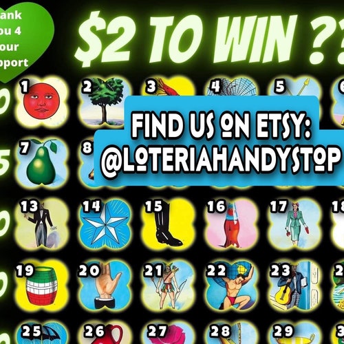 2 Dollars to Win Loteria Digital Game Board Download - Etsy