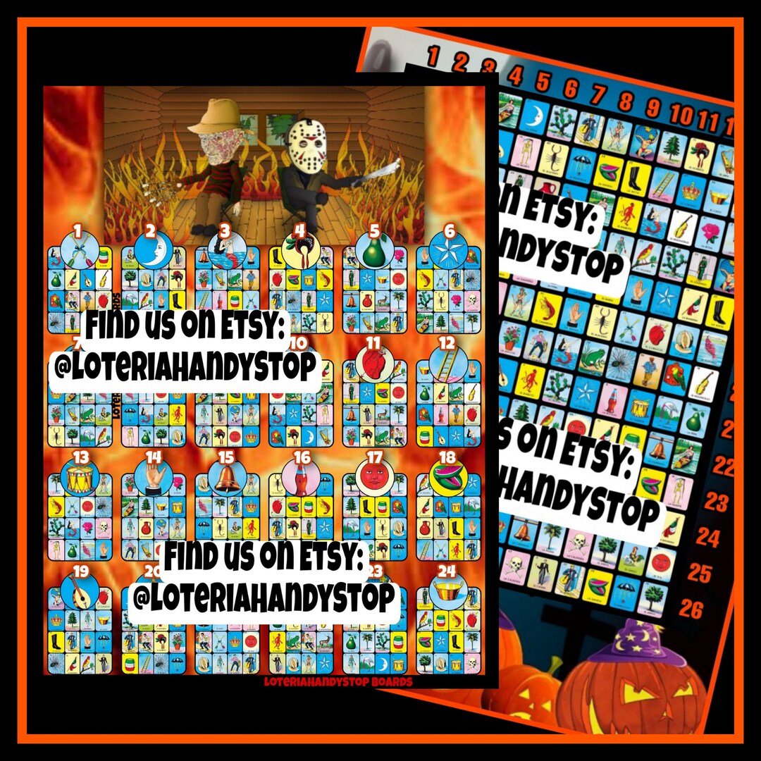 Halloween Loteria Boards Lines and Full Cards to Play Online - Etsy