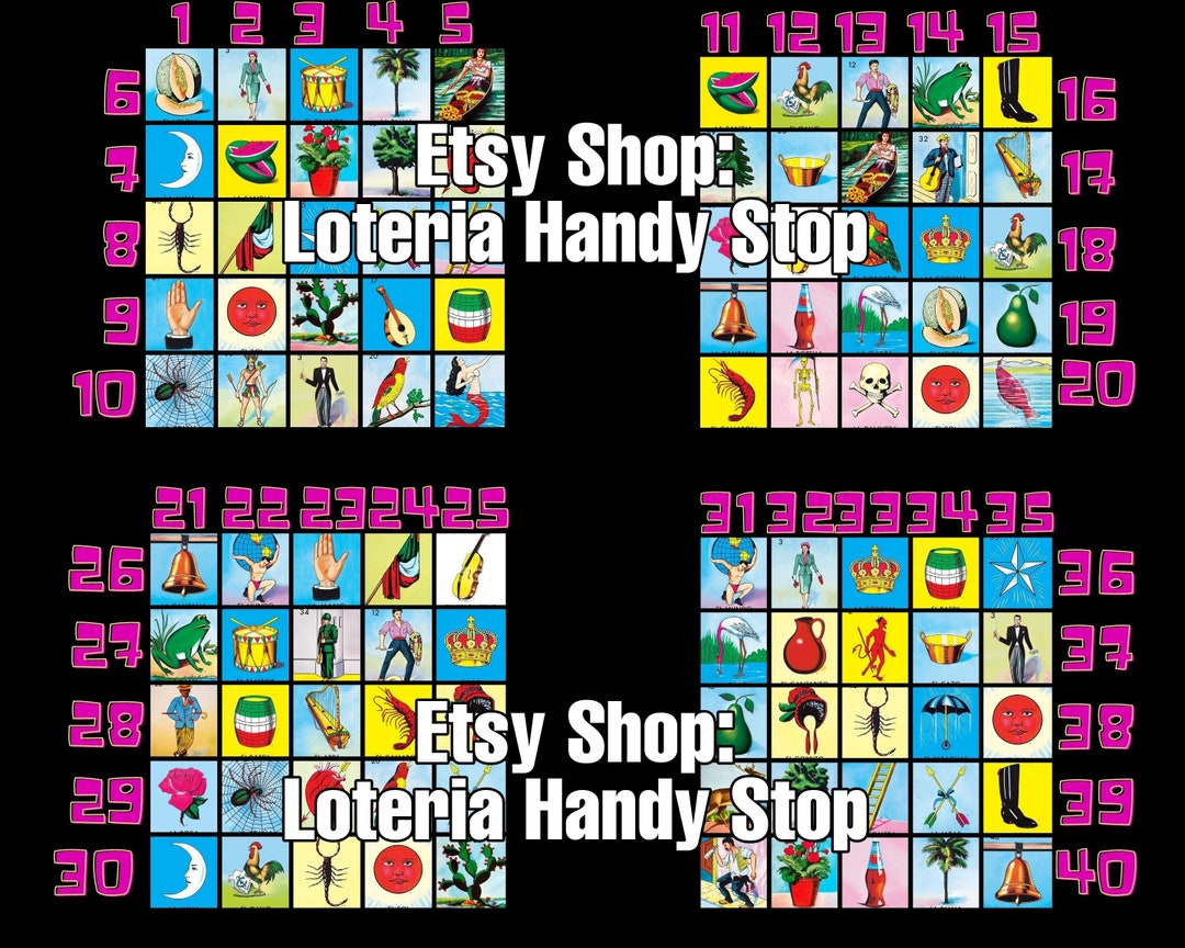 40 Numbers Loteria Board Game - Etsy