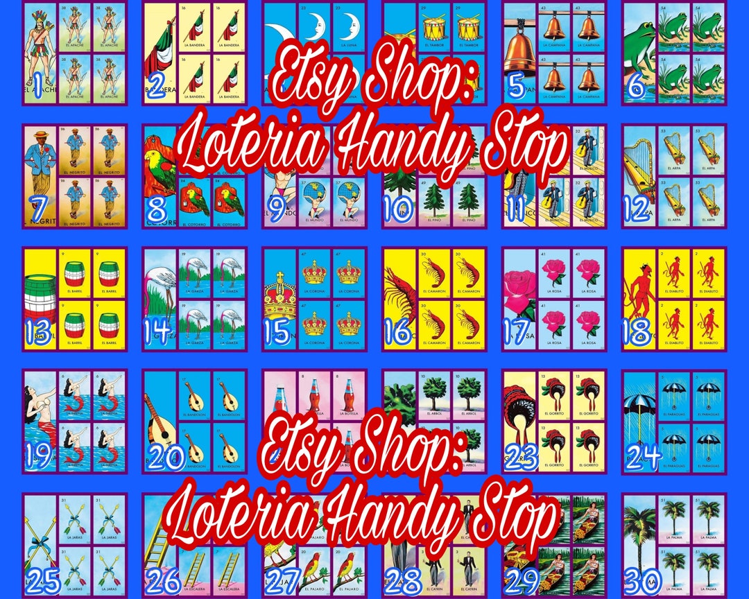 30 Numbered Mexican Loteria Board - Etsy