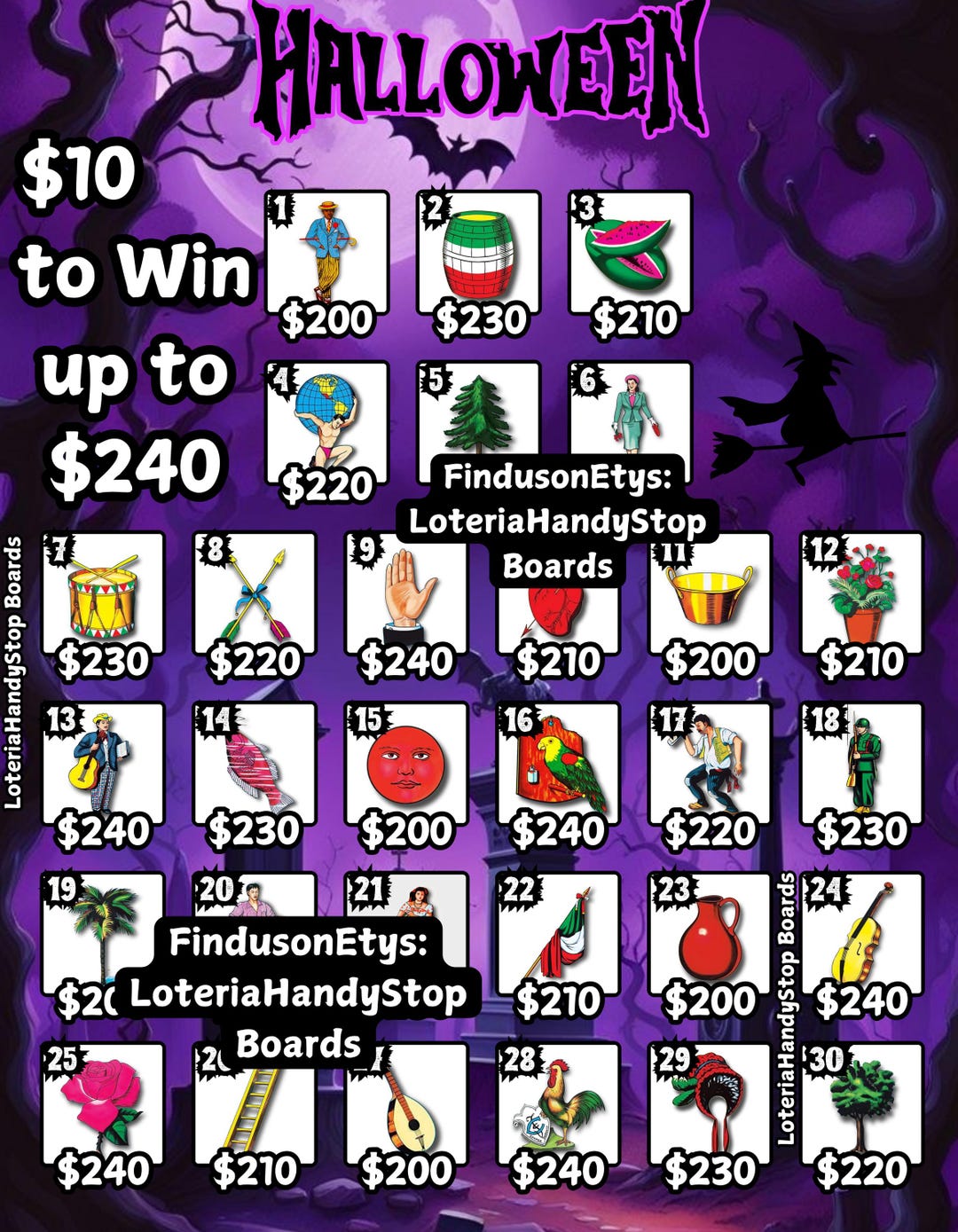 10 to Win Loteria Board Game Last Card Standing - Etsy