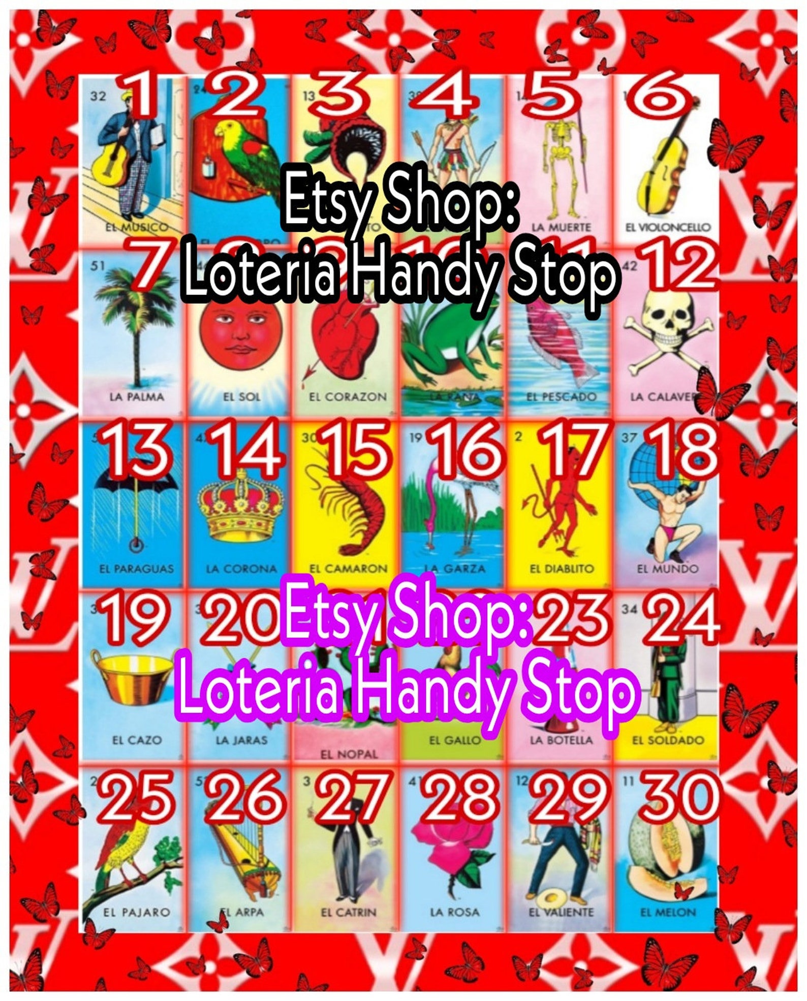 30 Numbers Loteria Single Cards to Play - Etsy