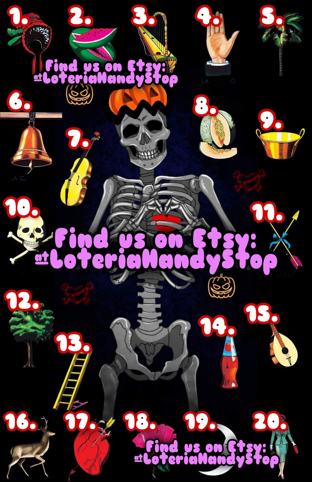 Halloween Loteria Game With 20 Numbers - Etsy