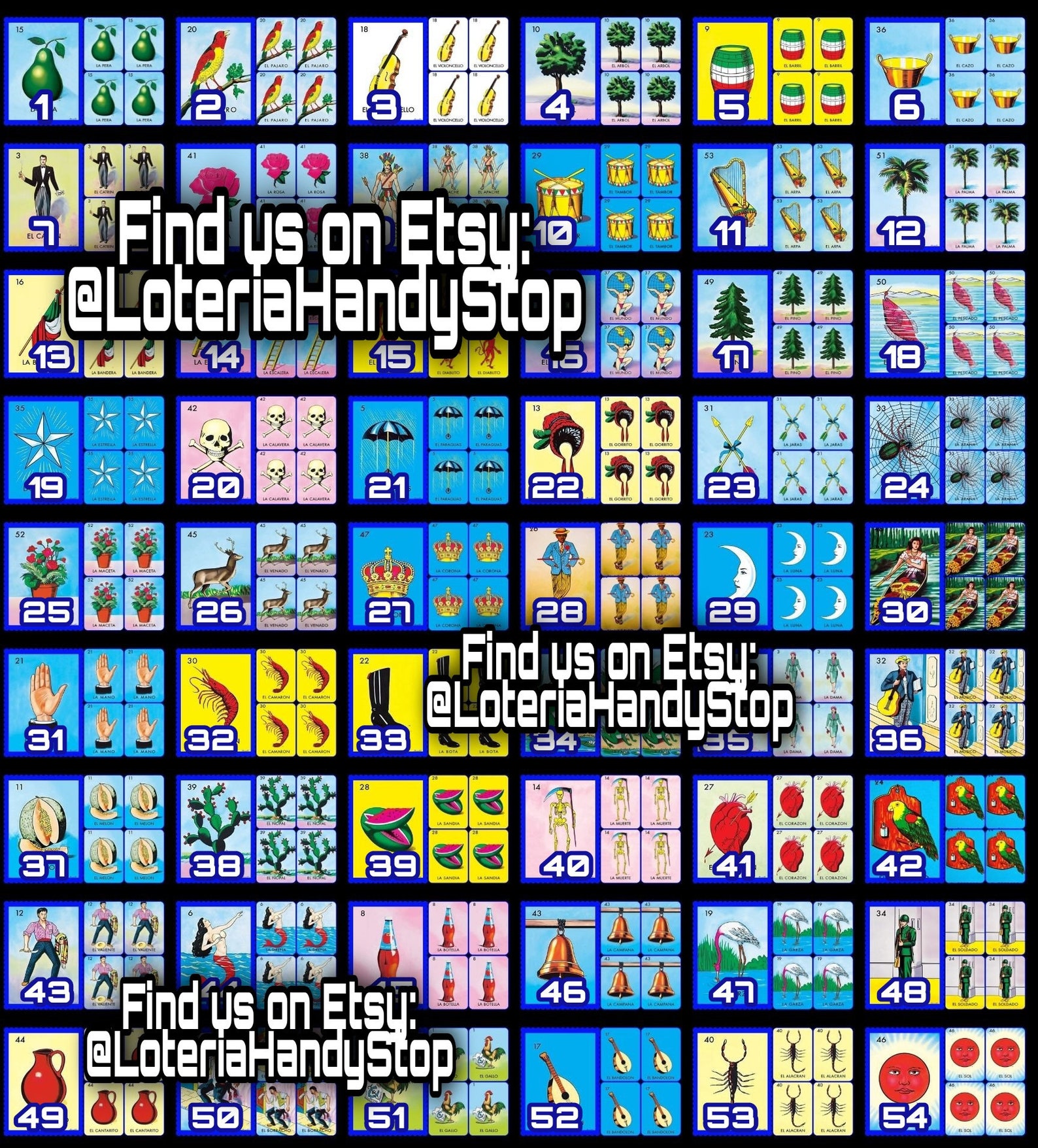 54 Numbers Loteria Shuffle Roulette Board To Play Online Etsy
