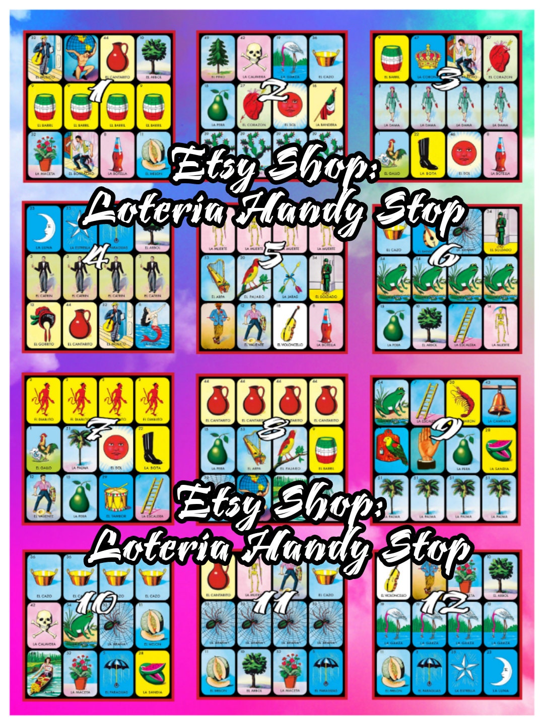 12 Numbered Mexican Loteria Board - Etsy