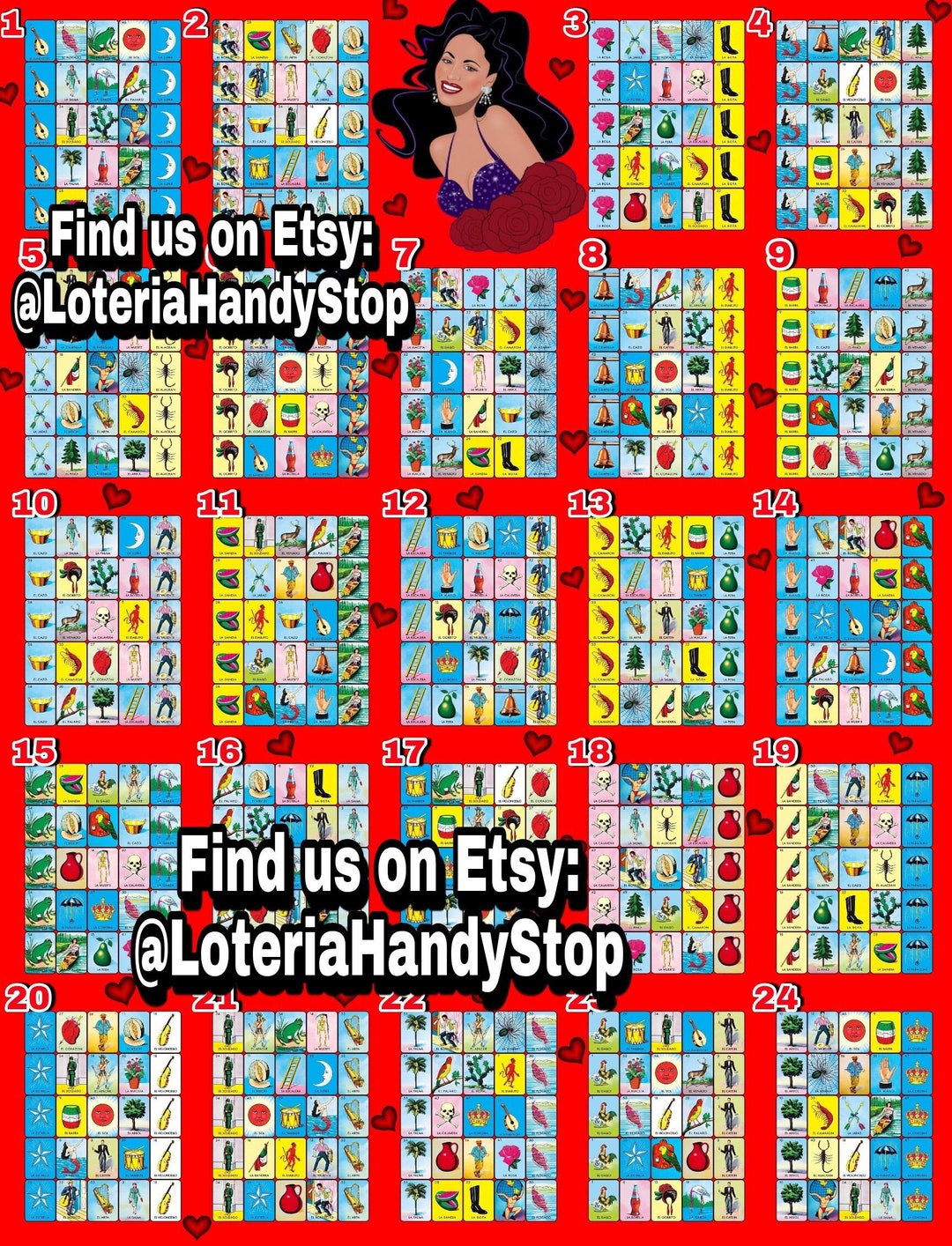 24 Numbers Shuffle Loteria Board Roulette Game to Play Online - Etsy