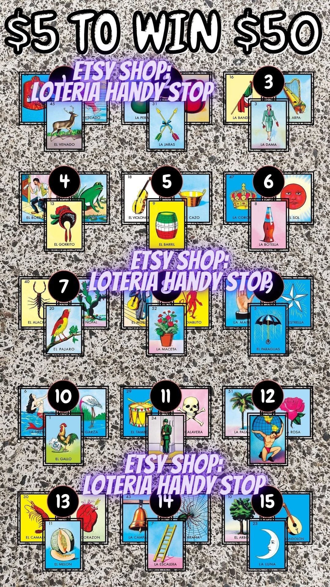 5 to Win 50 Custom Online Loteria Digital Board to Play - Etsy