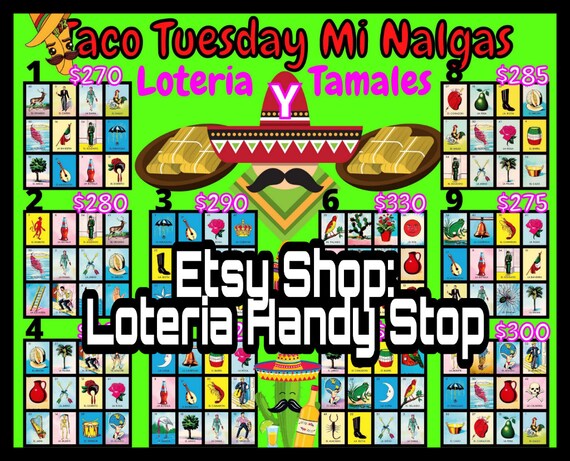 Taco Tuesday Loteria Board in Digital Download With and - Etsy