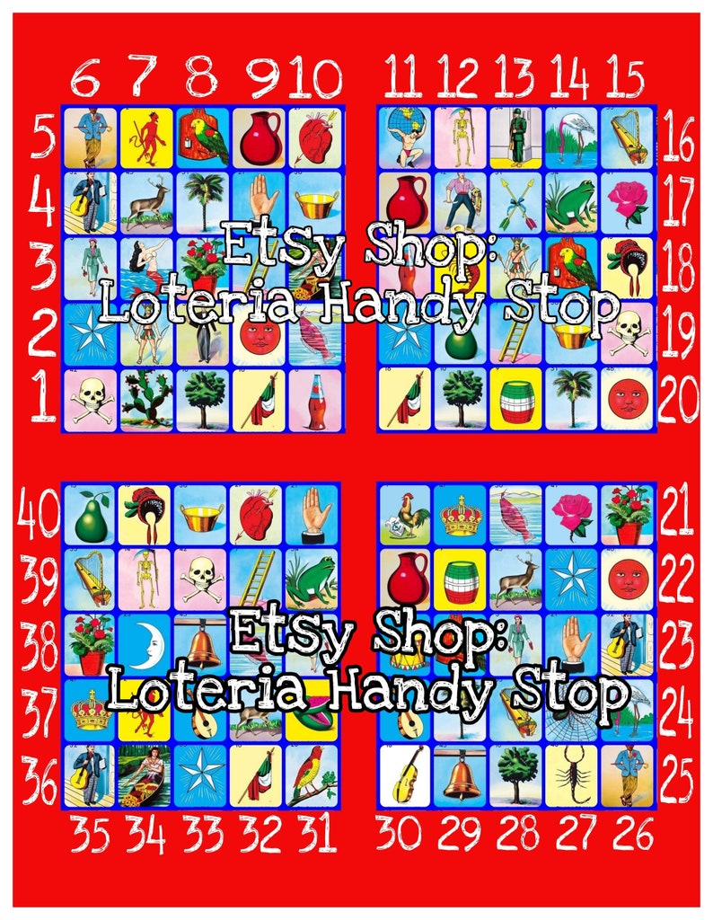 40 Numbers Loteria Digital Download - Etsy