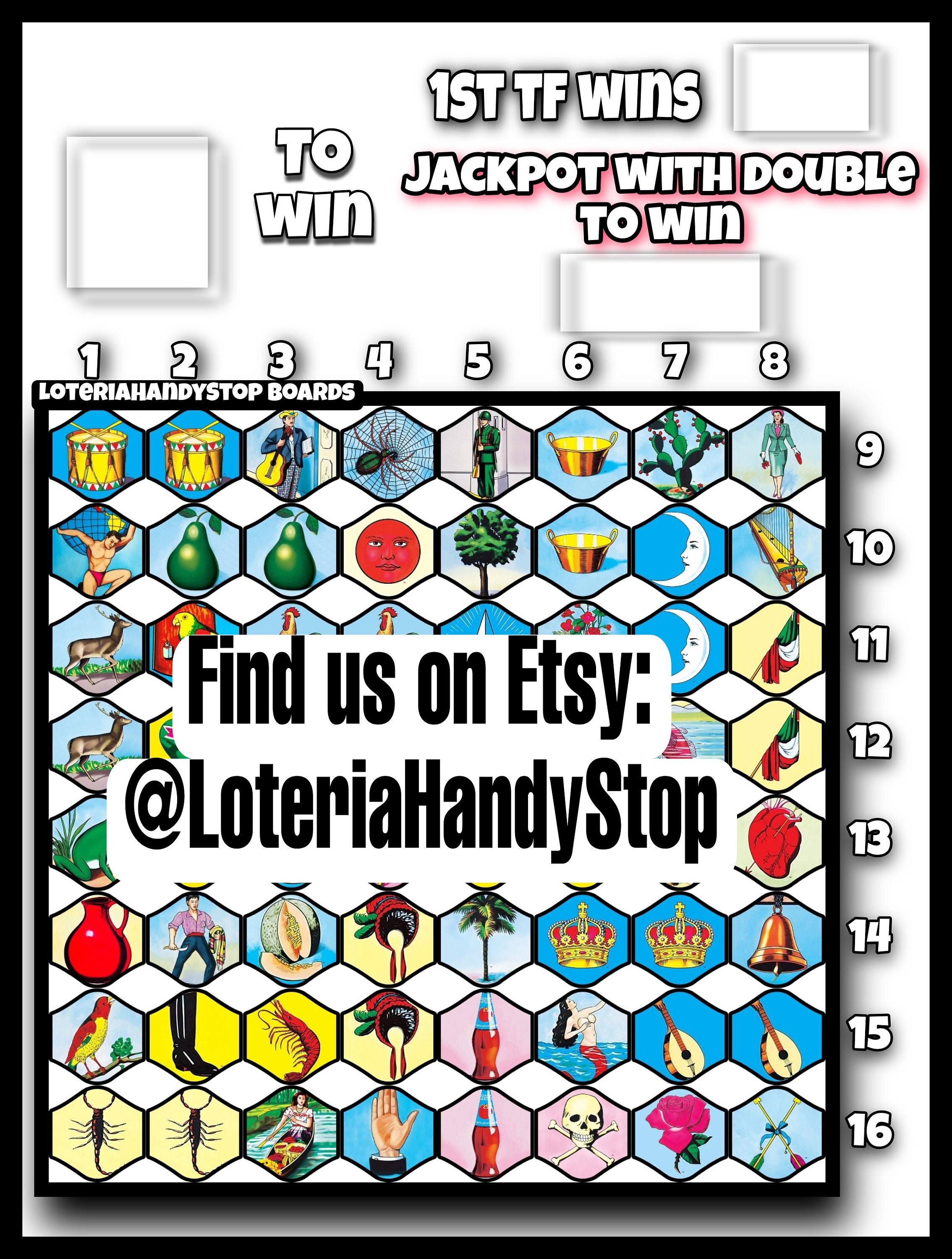 16 Numbers Shuffle Loteria Line Game to Play Online - Etsy