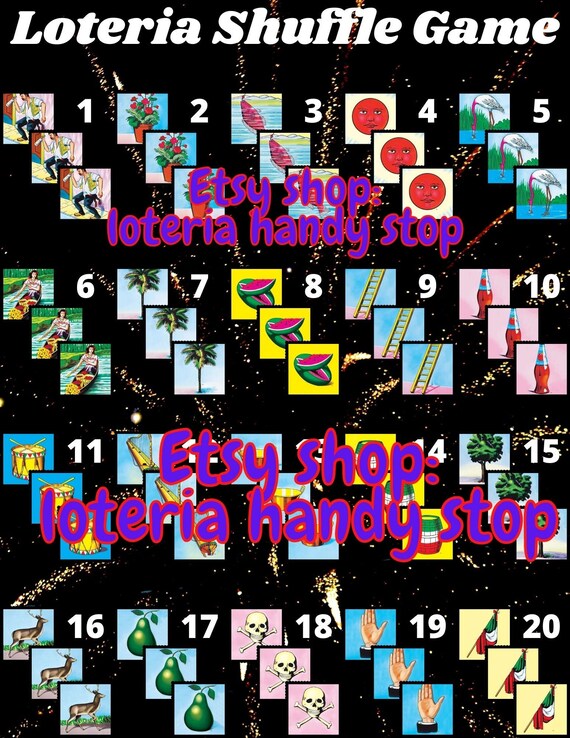 Shuffle Loteria Game Board for Digital Download | Etsy