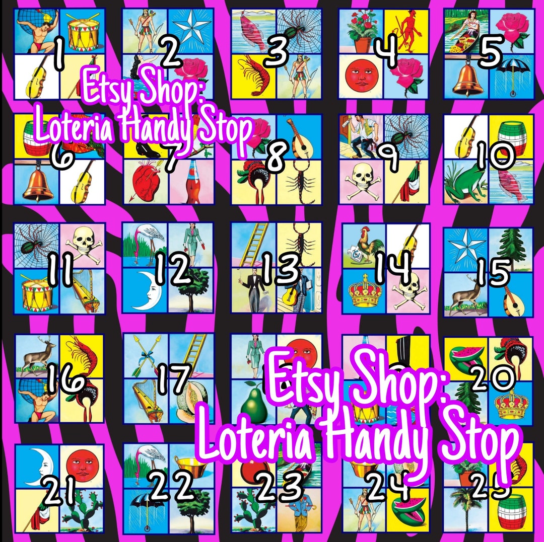 25 Numbers Loteria Posito Digital Game Board - Etsy