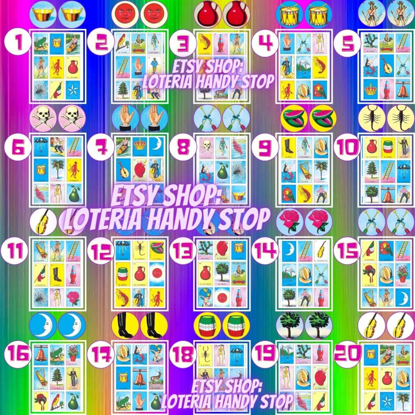 Shuffle Loteria Board Game With 20 Numbers to Play Online - Etsy UK