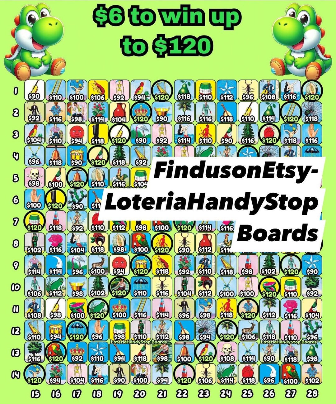 6 to Win Loteria Line Board Game up to 120 - Etsy