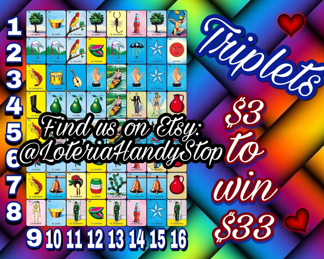 Triplets Shuffle Loteria Board 16 Lines Game for Online Playing - Etsy