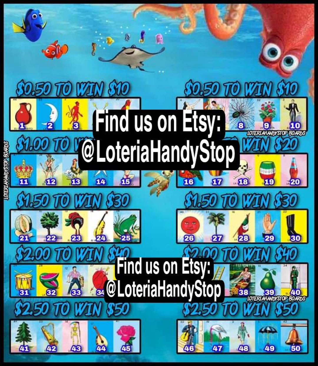 PYP Loteria Board Characters Game Small Amounts - Etsy