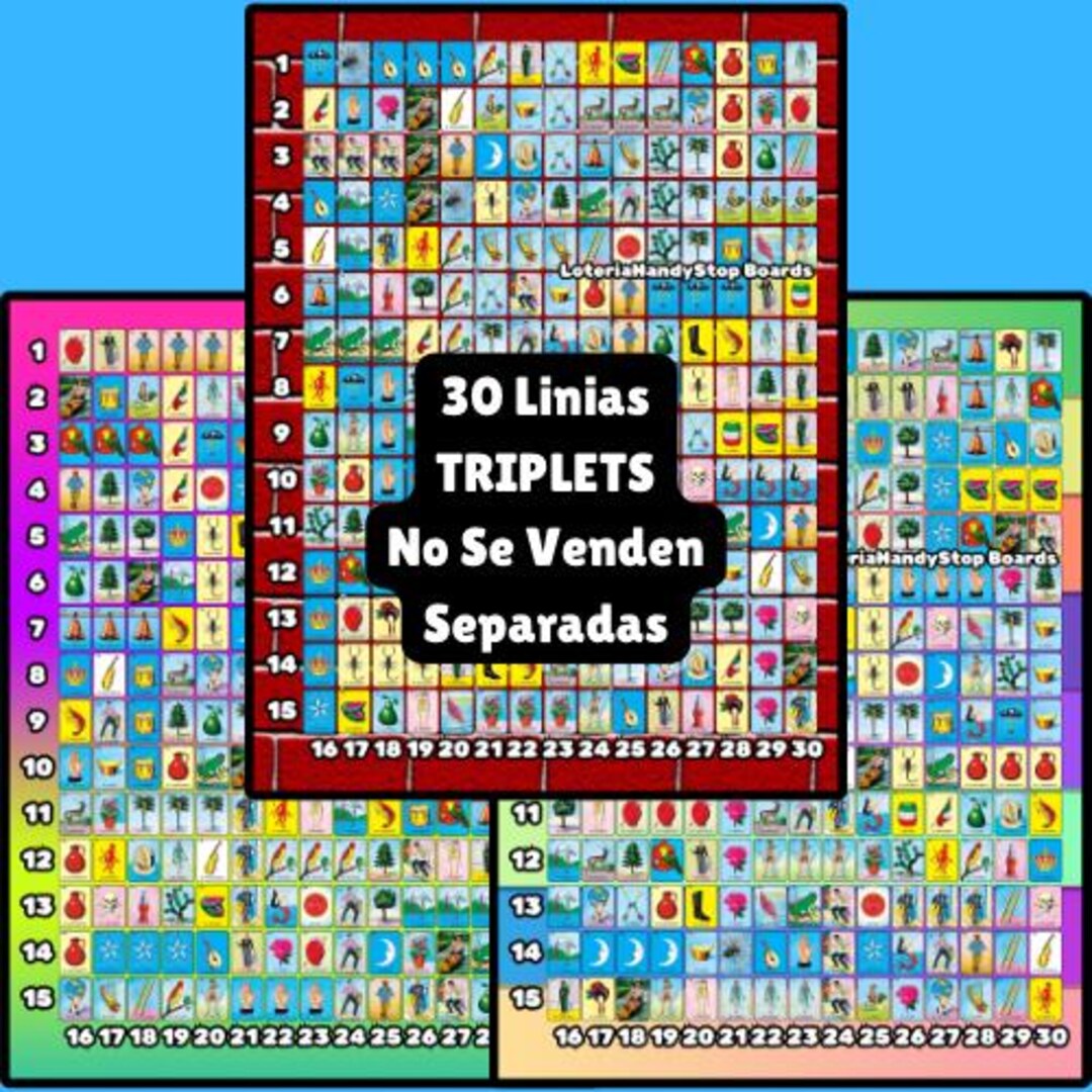 30 Lines Triplets Loteria Games to Play Online - Etsy