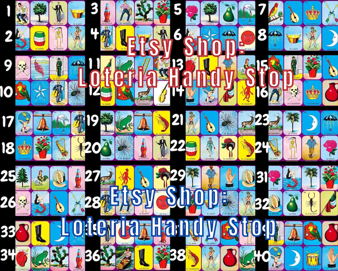 Mexican Loteria Board for Digital Download 40 Numbers - Etsy
