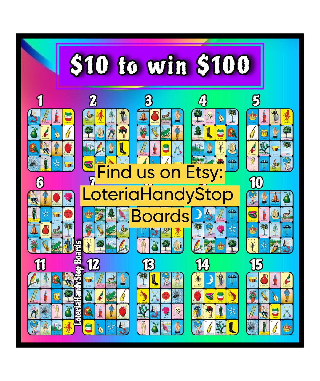 10 to Win 100 Loteria Boards First to Fill Card - Etsy
