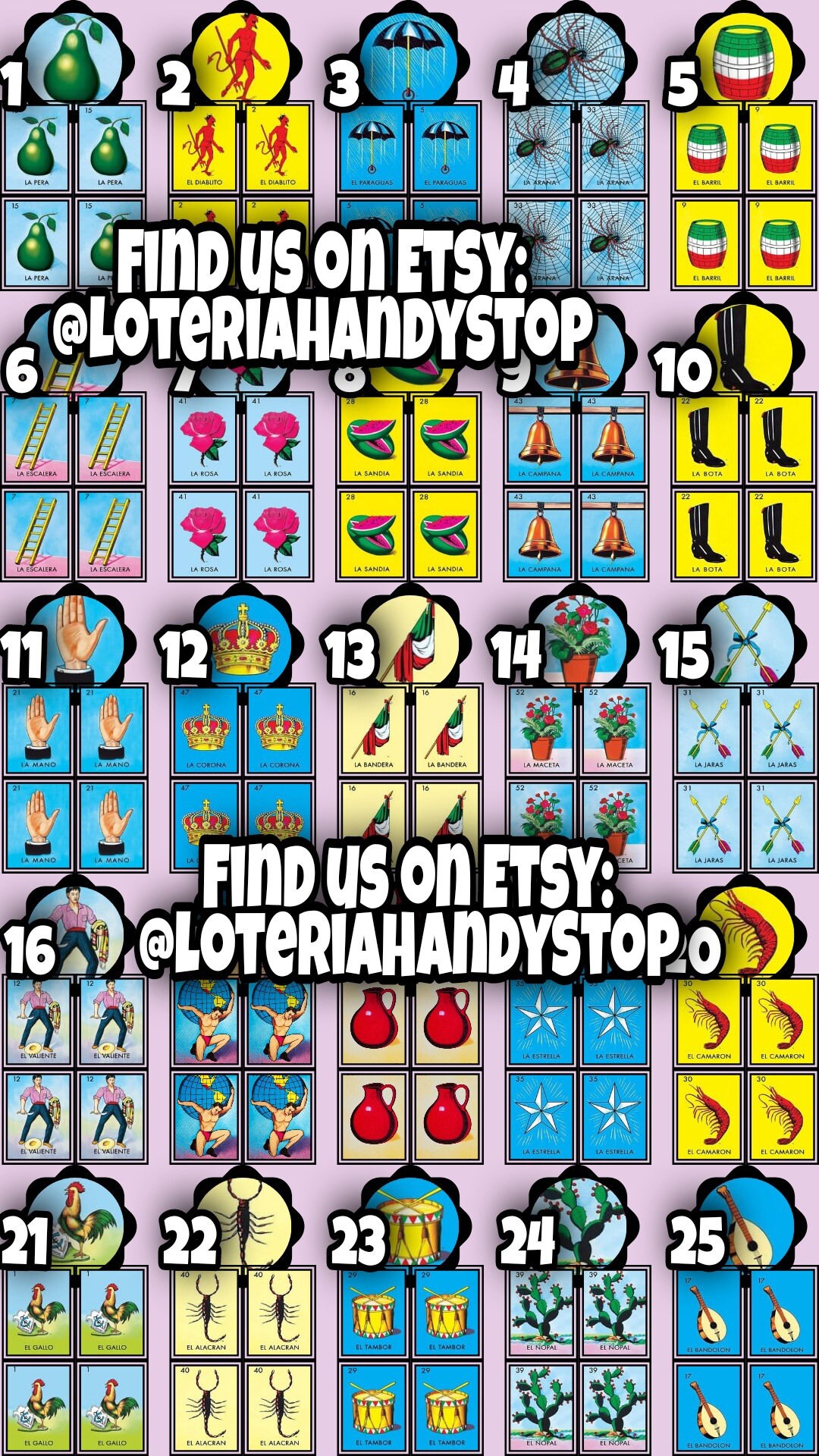 Shuffle Loteria Game Boards With 30 28 and 25 Numbers - Etsy