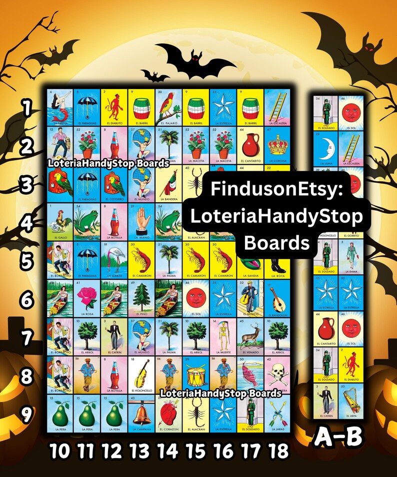 Halloween 18 Lines Triplets Loteria Board Games With 2 Free Lines - Etsy