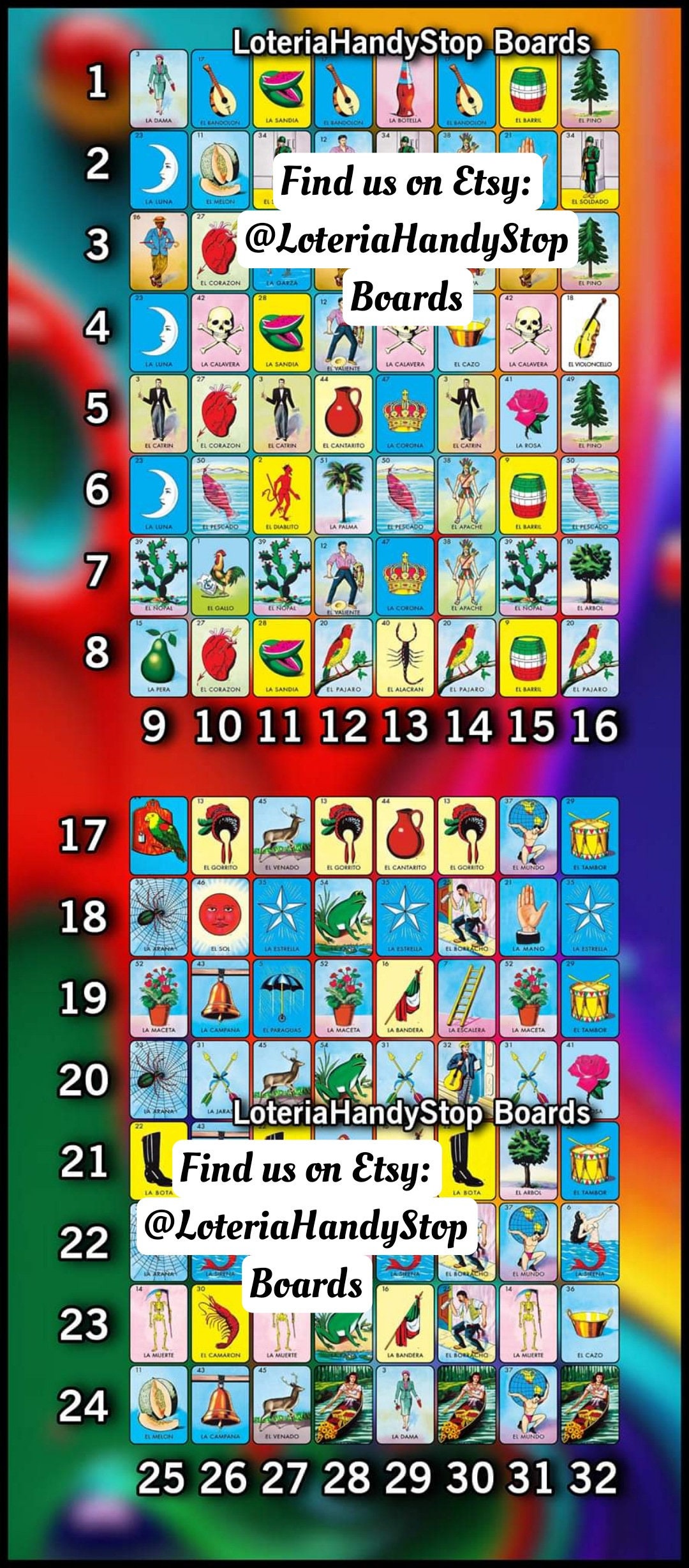 32 Lines Triplets Loteria Board Games - Etsy