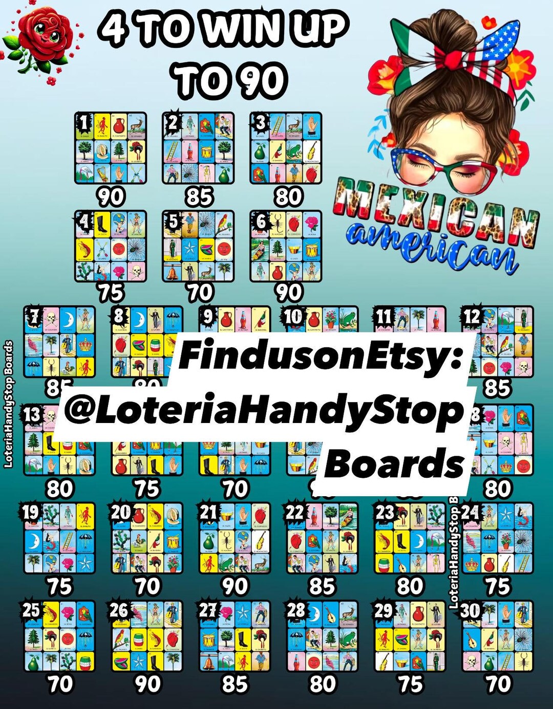 4 to Win Loteria Board Game FTF - Etsy