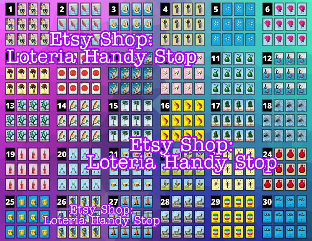 Big Shuffle Loteria Board Game 30 Numbers to Play Online - Etsy