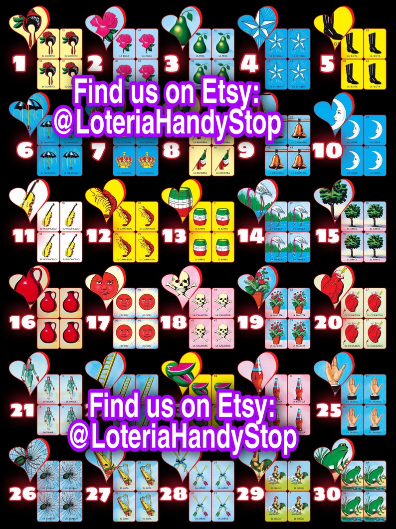 30 Numbers Shuffle Loteria Board to Download and Play Online - Etsy