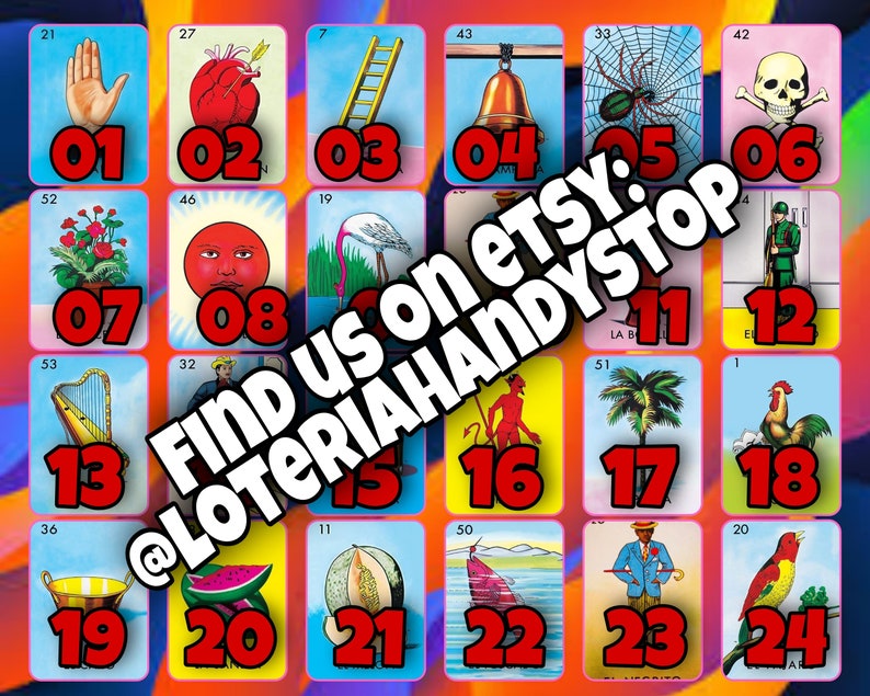 24 Characters Loteria Board Game - Etsy