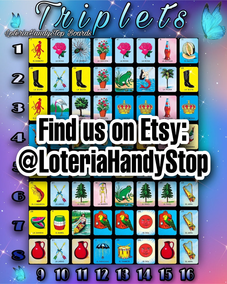 Triplets Roulette Loteria Board Line Games 16 Numbers - Etsy