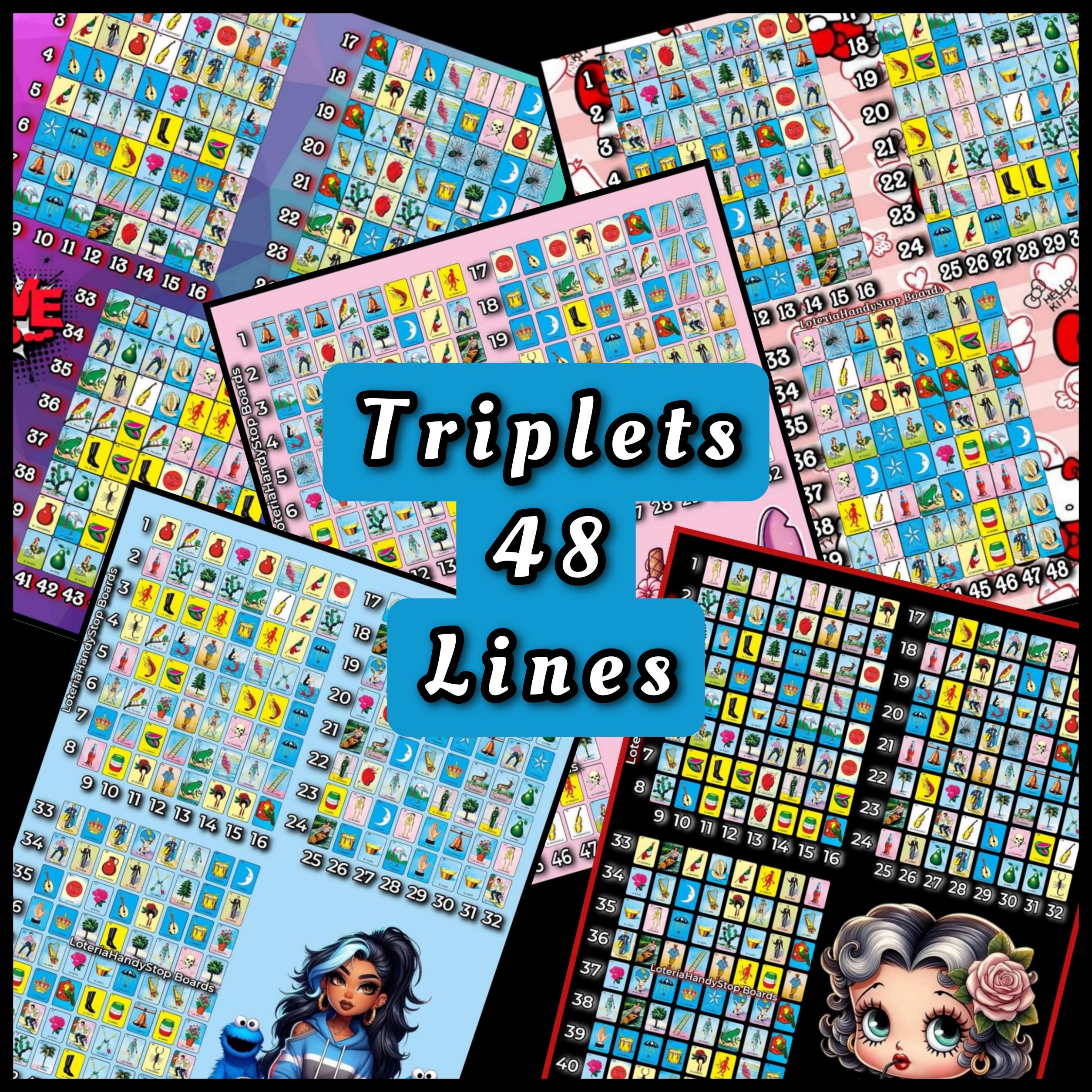 Loteria Triplets 48 Lines Loteria Board Games - Etsy