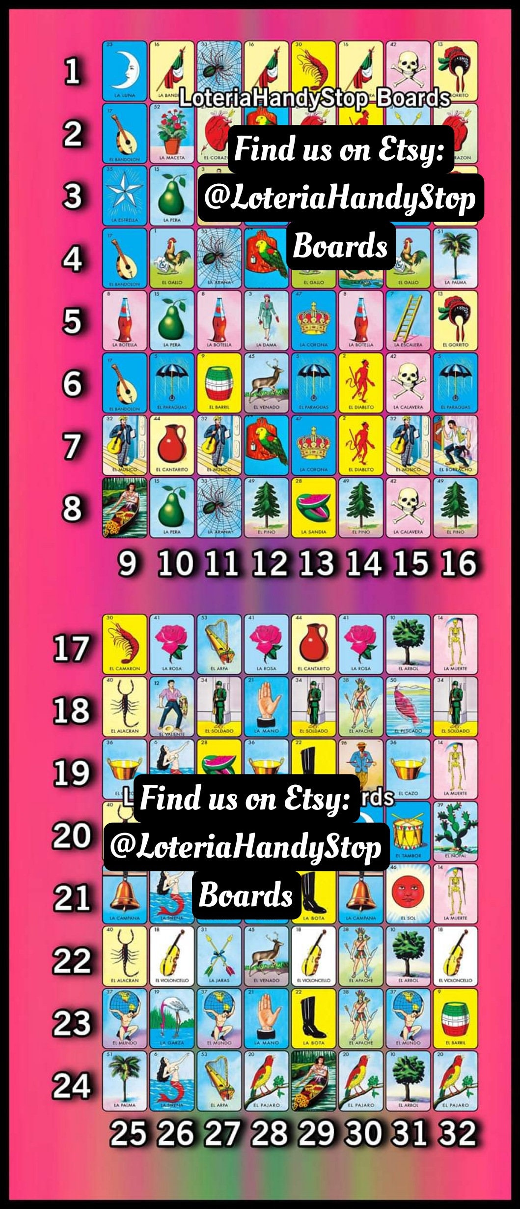 32 Lines Triplets Loteria Board Games - Etsy