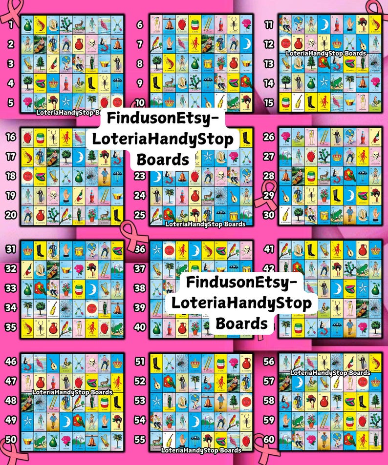 60 Lines Loteria Boards - Etsy
