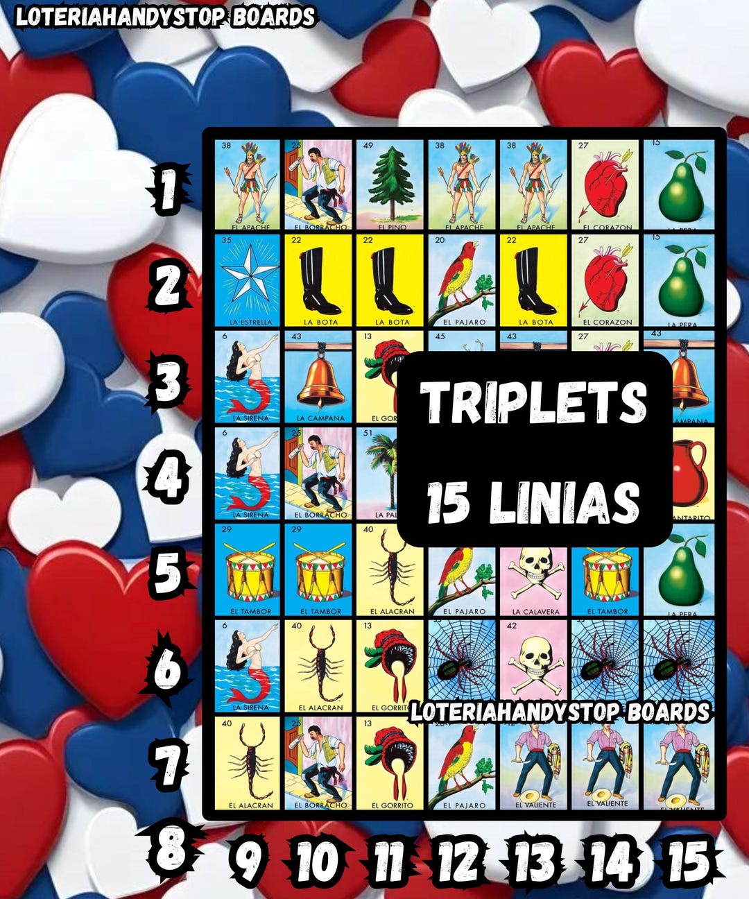 Triplets 15 Numbers Loteria Game - Etsy