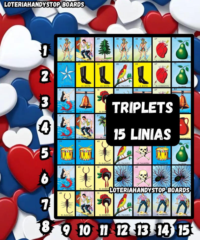 Triplets 15 Numbers Loteria Game - Etsy