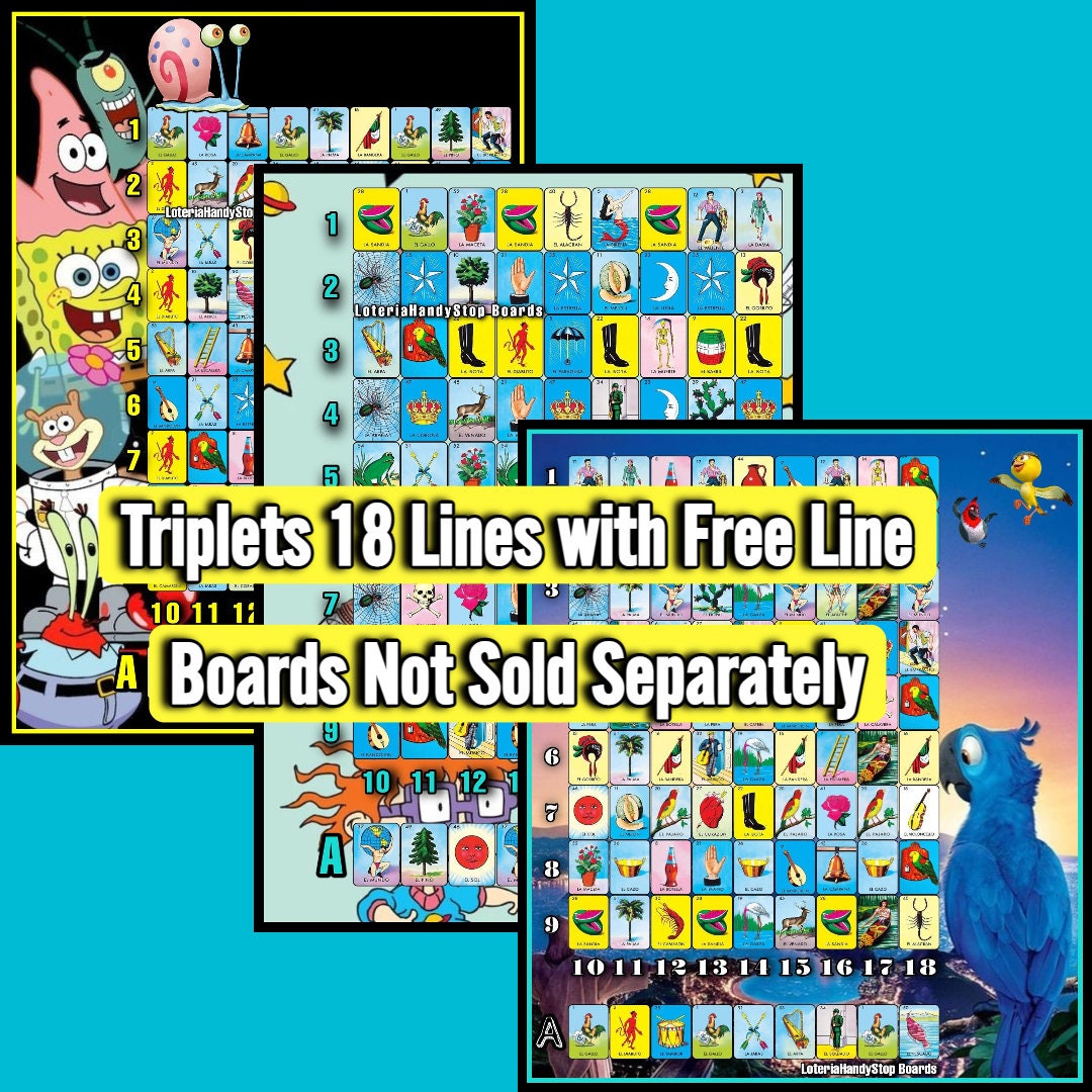 18 Lines Triplets Loteria Boards With Free Line to Play Online - Etsy