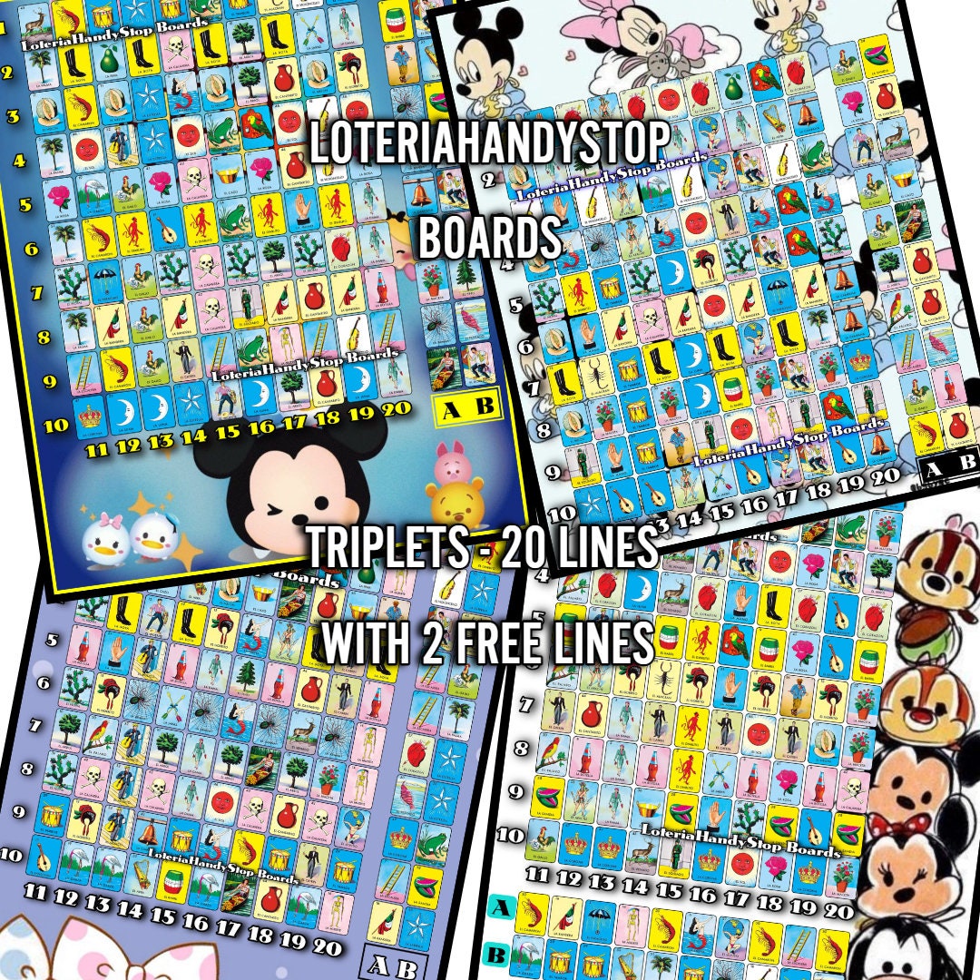 Triplets 20 Lines Loteria Board Game With 2 Free Lines - Etsy