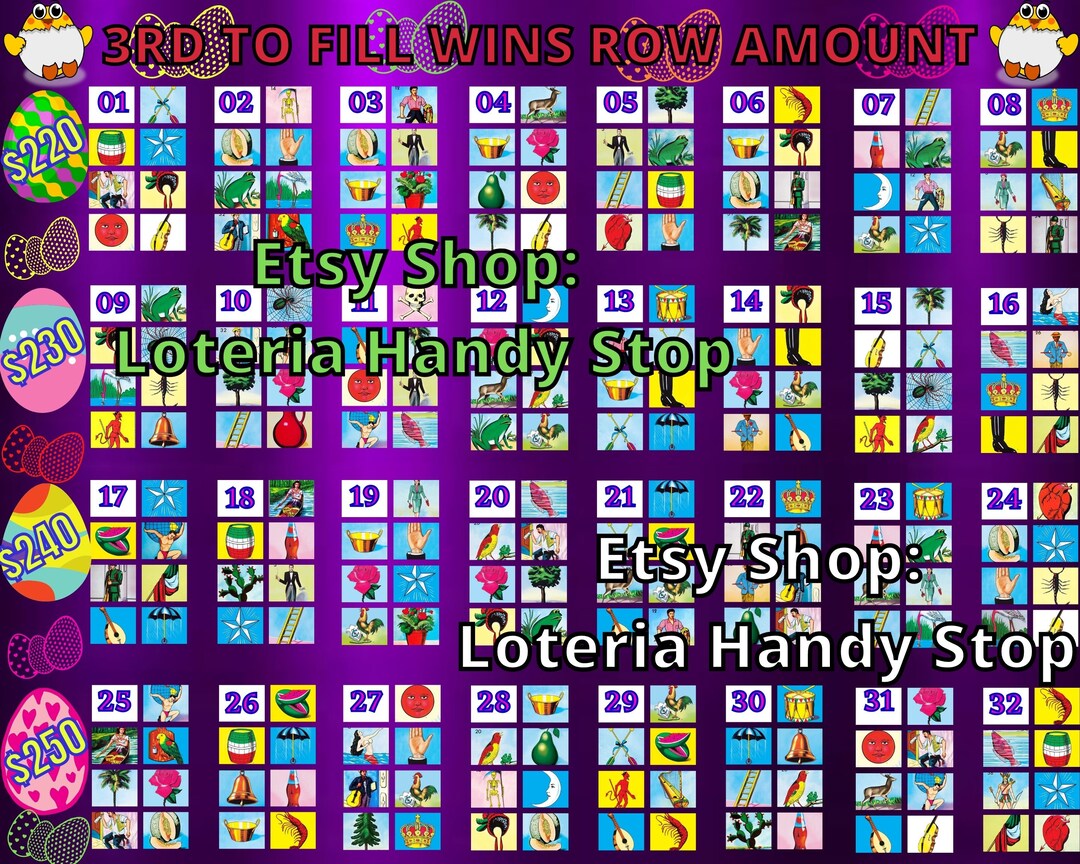 32 Numbers Easter Loteria Board Game to Play Online - Etsy