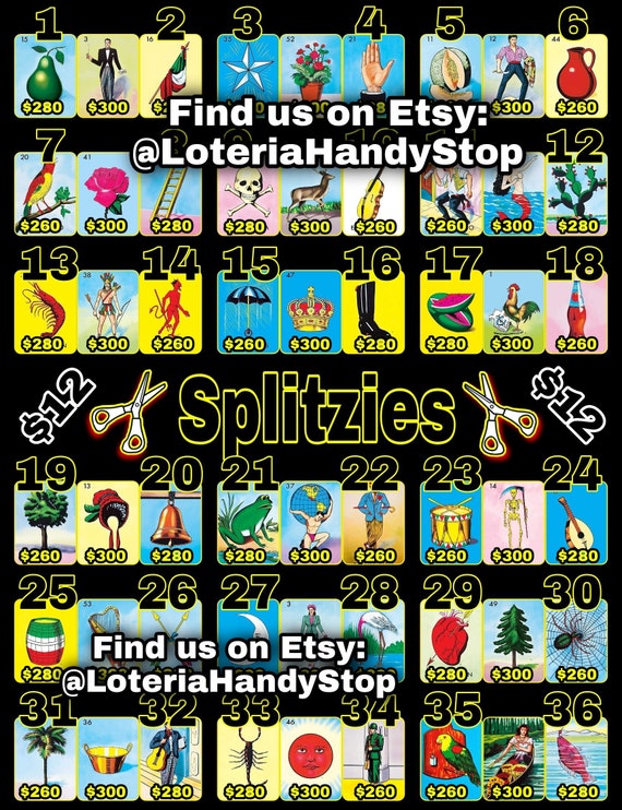 36 Numbers Splits Loteria Board Game to Play Online - Etsy